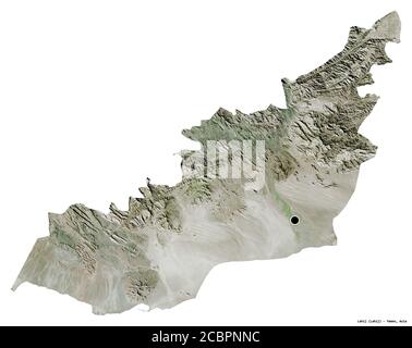 Shape of Lahij, governorate of Yemen, with its capital isolated on a ...