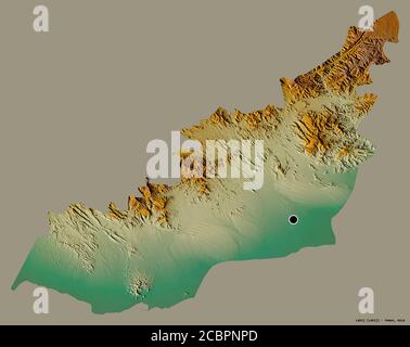 Shape of Lahij, governorate of Yemen, with its capital isolated on ...