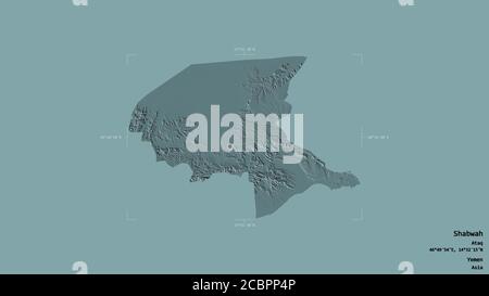 Area of Shabwah, governorate of Yemen, isolated on a solid background ...