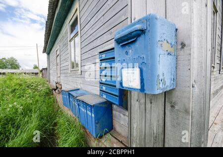 Mailboxes in the Russian village Stock Photo - Alamy
