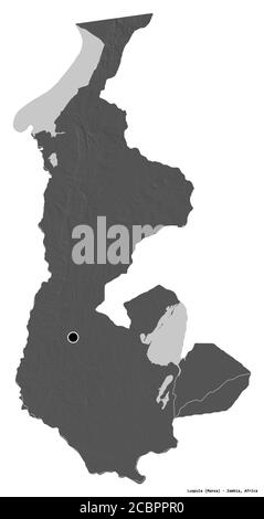 Shape of Luapula, province of Zambia, with its capital isolated on ...
