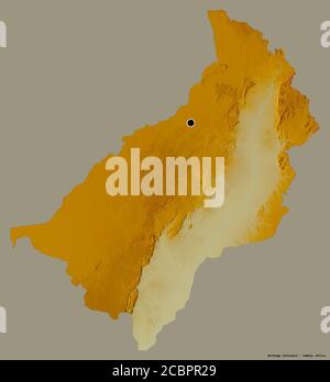 Muchinga, province of Zambia. Solid color shape. Locations of major ...