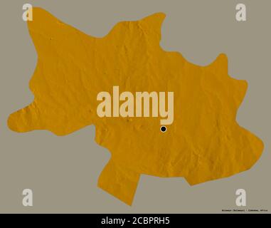 Shape of Bulawayo, city of Zimbabwe, with its capital isolated on white ...