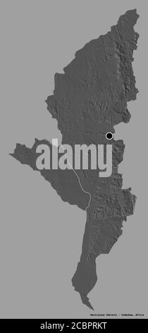 Manicaland, province of Zimbabwe. Bilevel elevation map with lakes and ...