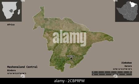 Shape of Mashonaland Central, province of Zimbabwe, and its capital ...
