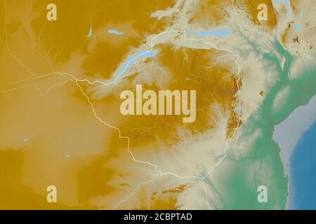 Extended area of Zimbabwe with country outline, international and ...