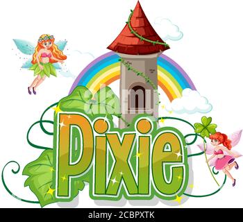 Pixie logos with little fairy on white background Stock Vector Image ...