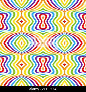 Rainbow opt art background. Seamless vector pattern. LGBT colors ...