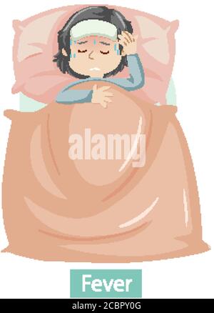 Cartoon character with fever symptoms illustration Stock Vector Image ...