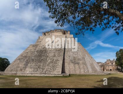 The east facade of the Pyramid of the Magician, also known as the ...