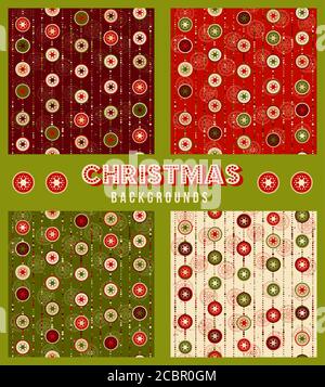 Collection of seamless Christmas backgrounds in retro style. Endless ...