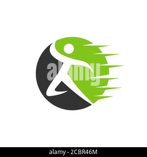 abstract running man logo design vector elements illustrations Stock ...
