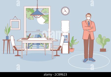 businessman standing workplace office work vector illustration Stock ...