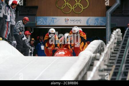 Bobsleigh - Winter Olympics - Nagano 1998 - Four man. The Great Britain ...
