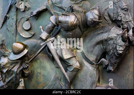 Medieval cavalry knight on a horse with full plate armor and sword ...