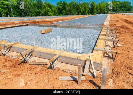 Concrete slabs for construction site close-up view. Building materials ...