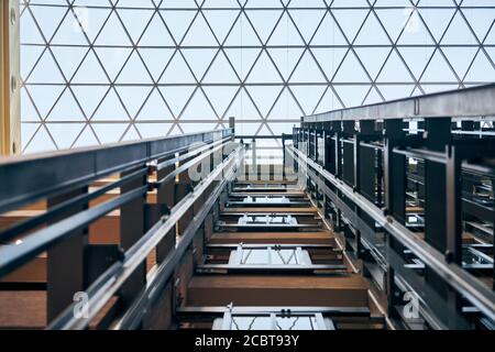 A look into a Elevator hoistway Stock Photo - Alamy