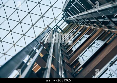 A look into a Elevator hoistway Stock Photo - Alamy