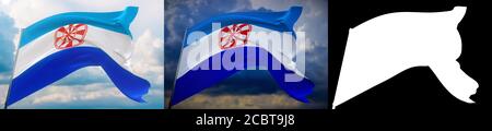 The flag of Evenk Autonomous Okrug. 3D illustration close-up flag ...