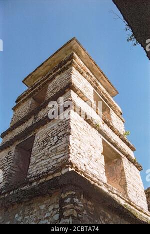 Palace observatory tower at mayan ruins of Palenque - Chiapas, Mexico ...