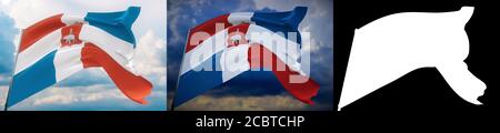 Flag of Perm Krai. High resolution close-up 3D illustration. Flags of ...