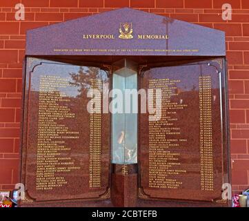 The Hillsborough Memorial at Anfield football stadium, commemorating ...