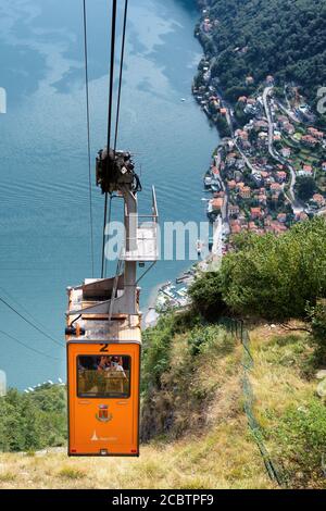 Funicular railway from Como city to Brunate, Lake Como, Lombardy, Italy ...