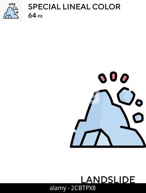 Landslide Icon. Land Slide Earthquake Mountain Disaster Danger Risk ...