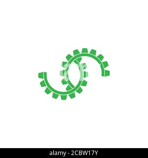 simple geometric linked two cog machine logo vector Stock Vector Image ...