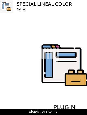 Plugin programming flat color icons in square frames on white ...