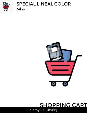 Shopping cart special lineal color vector icon. Shopping cart icons for ...