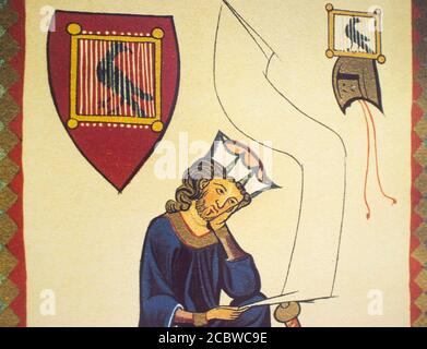 Walther von der Vogelweide - portrait of the Minnesinger, or medieval ...