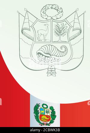 Flag of Peru, template for the award, an official document with the ...