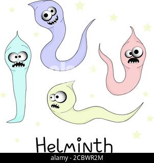 helminths, roundworms. intestinal parasites. warning sign parasitism ...