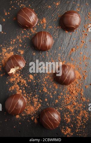 Overhead shot of cocoa powder on a white background Stock Photo - Alamy