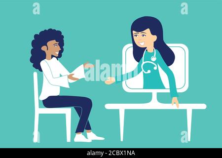 Illustration of telemedicine and teleconsultation, remote medical ...