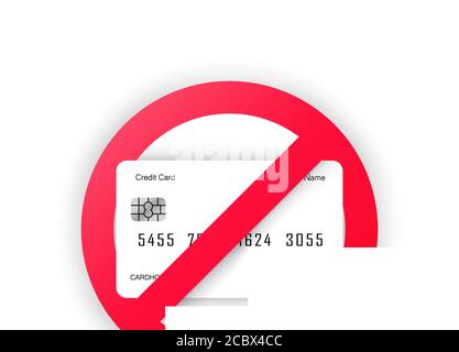 No credit card allowed sign. No card accept banner. Money sign. Vector ...