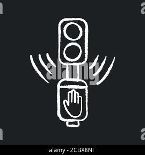Acoustic traffic lights signals linear icon. Audible traffic signal for ...