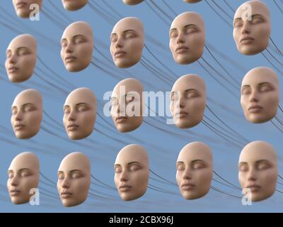 array of human faces masks Stock Photo - Alamy