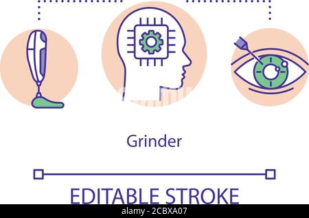 Biohacker concept icon. Body hacking and modification idea thin line illustration. Biopunk ...