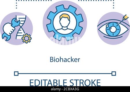 Grinder concept icon. Body hacking and biopunk culture idea thin line ...