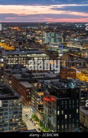 Aerial view of the West Loop at dusk Stock Photo - Alamy