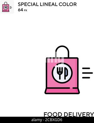Food delivery special lineal color vector icon. Food delivery icons for ...