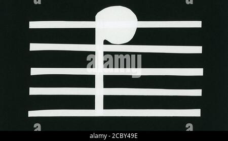 five line music stave (aka as staff) illustration made with paper ...