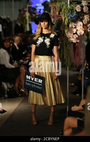 A model walks in the Myer Fashion Runway show Stock Photo - Alamy