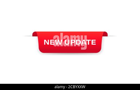 New version red label on white background. Red banner. Vector ...