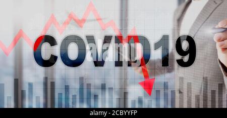 Reduce Morbidity Coronavirus Virtual screen. Covid19 on abstract mixed ...