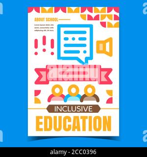 Inclusive education brochure template. Learning program for disabled. Flyer, booklet, leaflet ...