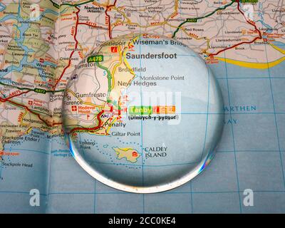 Road Map of Tenby, Wales Stock Photo - Alamy