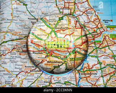 Road Map of Newcastle upon Tyne, England Stock Photo - Alamy